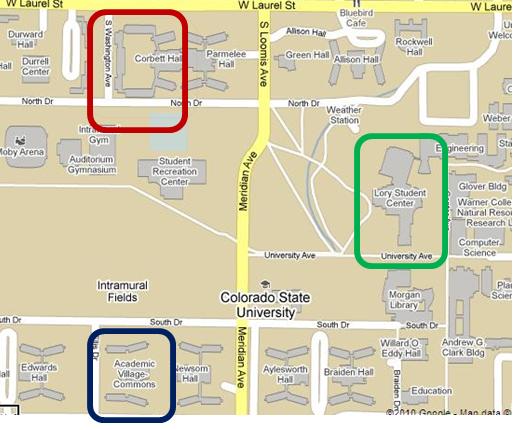 Wild West Tour 2010: Map of the CSU campus for the reading