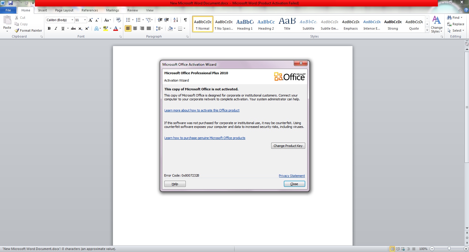 Microsoft Office Is Not Activated