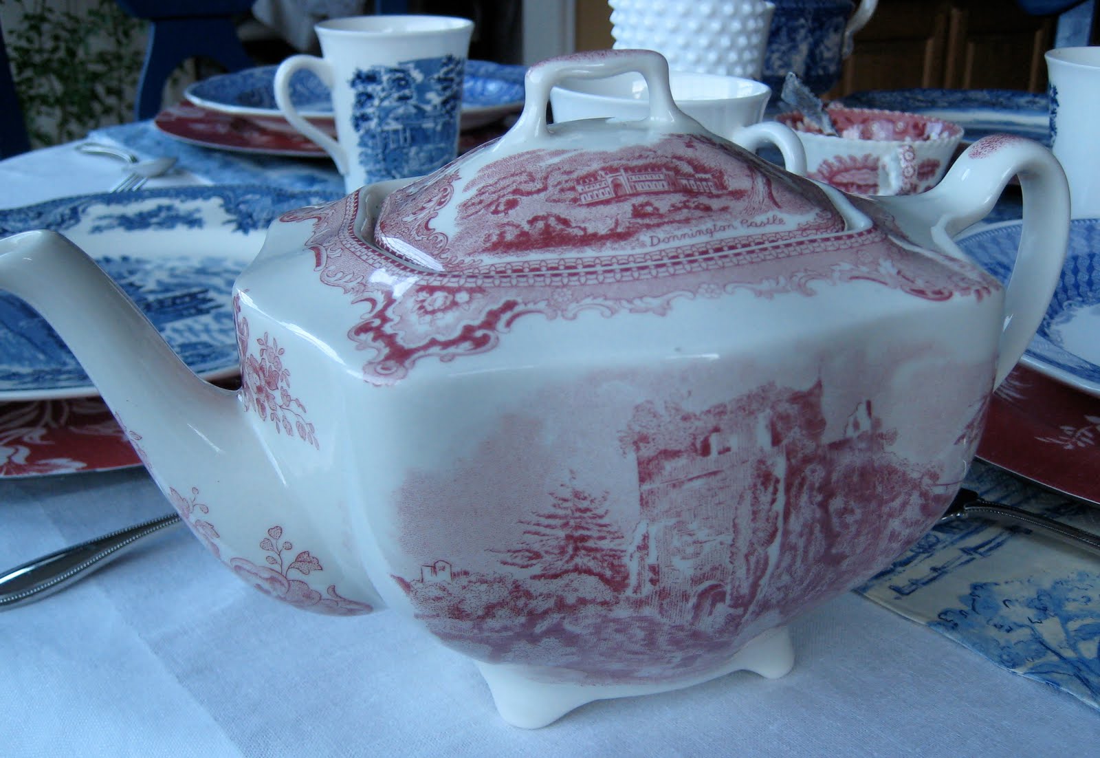 saltbox treasures: Red, White and Blue Toile Tea Party