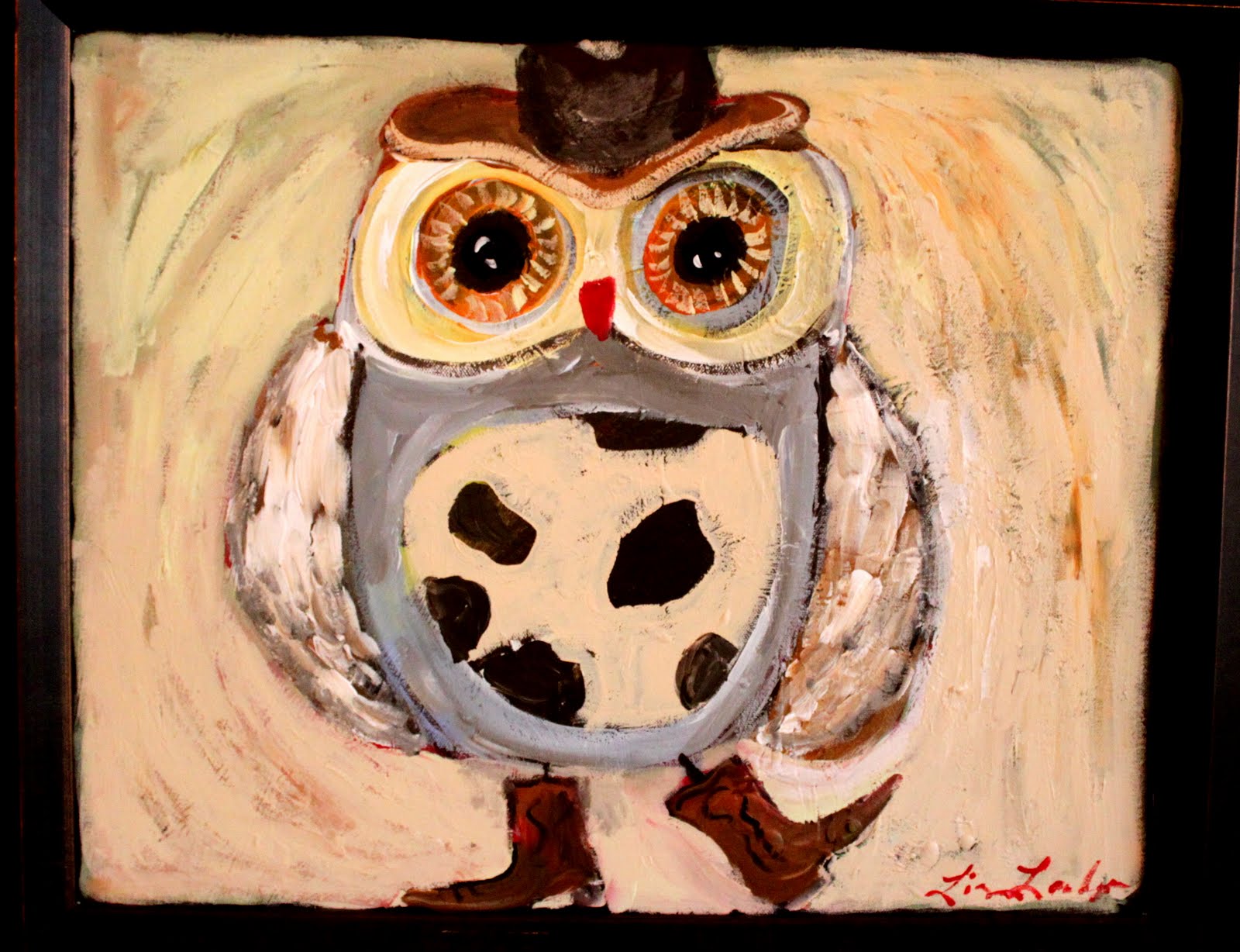 this funky junky: cowboy owl painting
