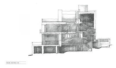 MHU Architecture: Parti and Poche sketches