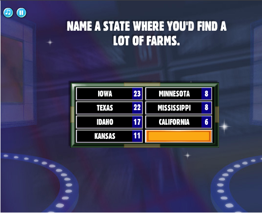 Facebook Family Feud Cheats: Name a state where you'd find a lot of farms.