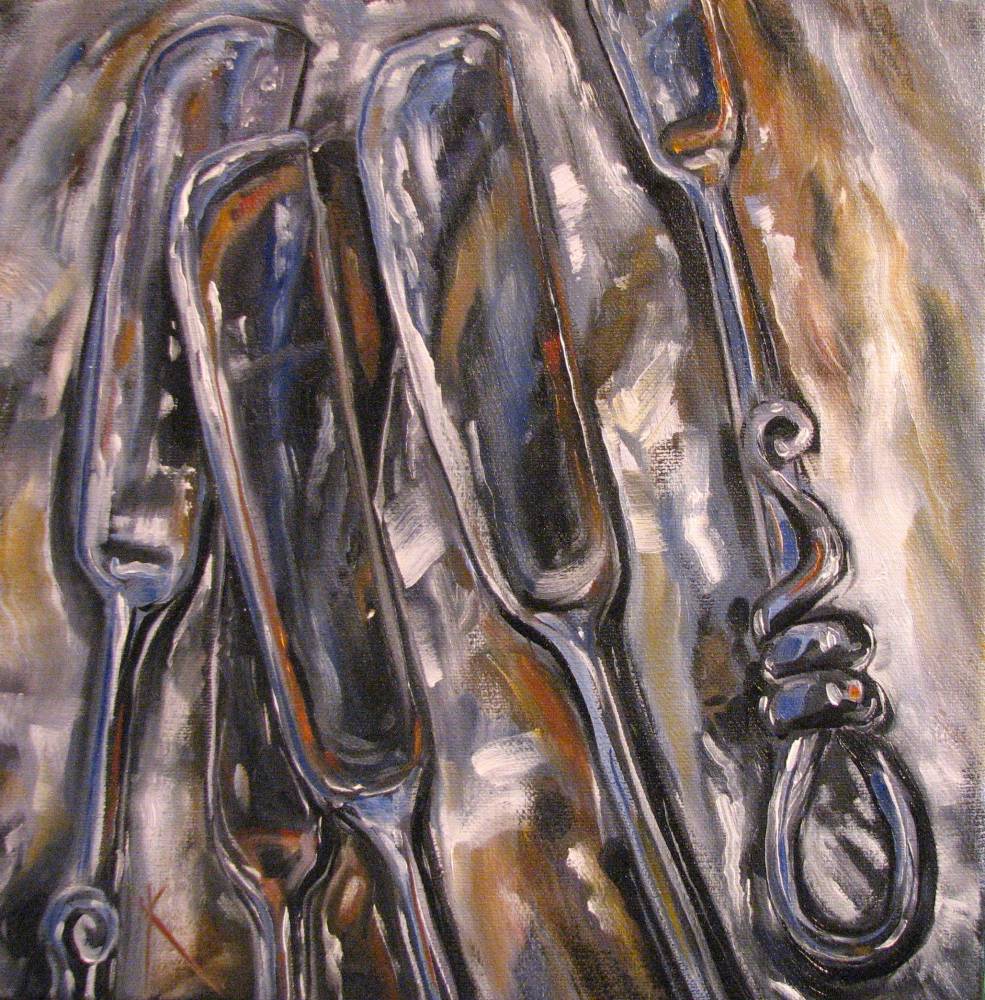 Kim Blair Artist: Still Life Painting, Silver on Silver, Knife ...