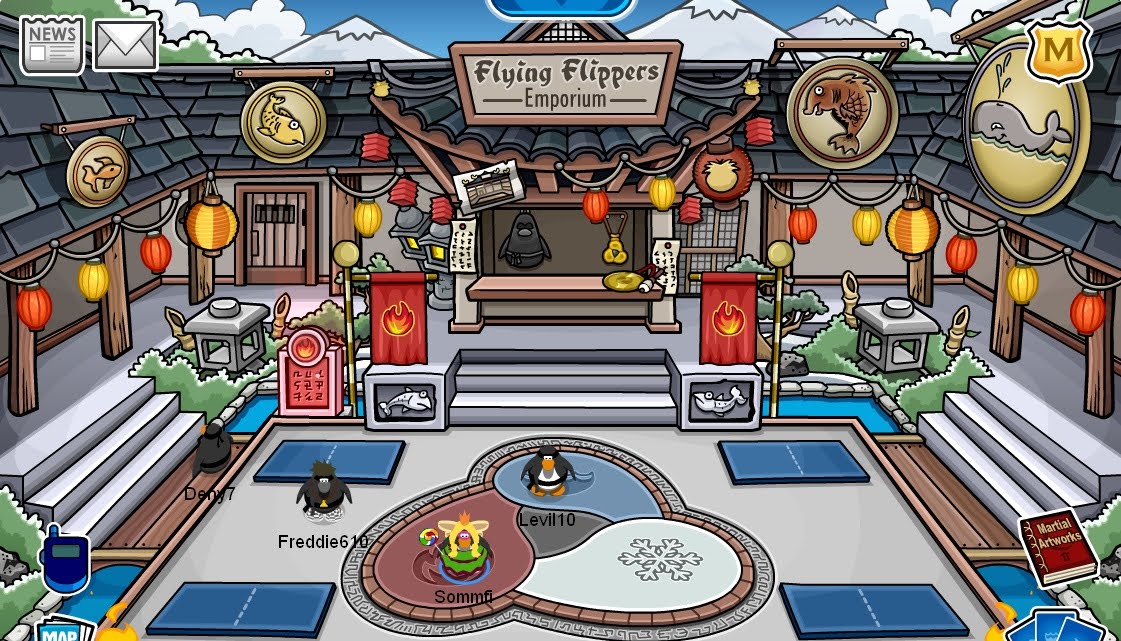 Sommfi in Club Penguin -: Decorated for Card-Jitsu Fire!