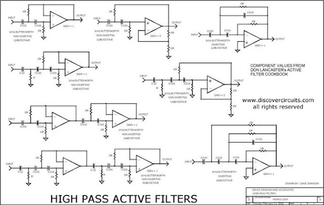 discovercircuits: HIGH PASS ACTIVE FILTER COLLECTION