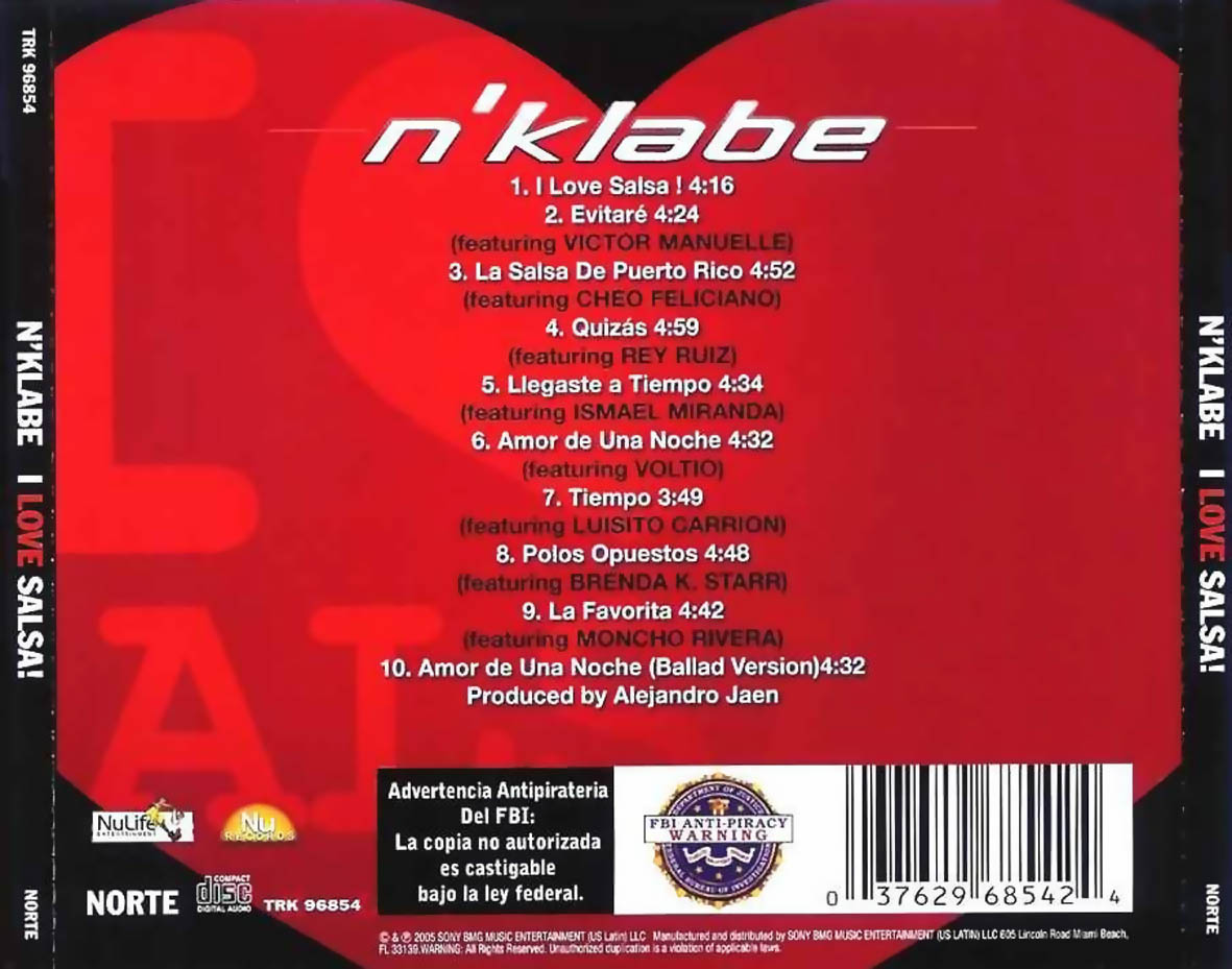CARATULAS DE CD DE MUSICA: N'klabe I Love Salsa! (Special Edition)(2005)