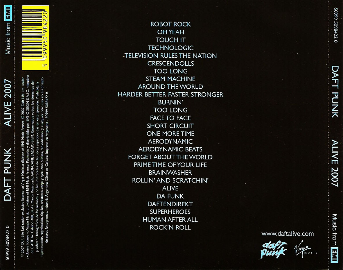 CARATULAS DE CD DE MUSICA: Daft Punk Alive 2007 (2007)