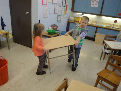 Sunshine Mountain Preschool: Table scrubbing