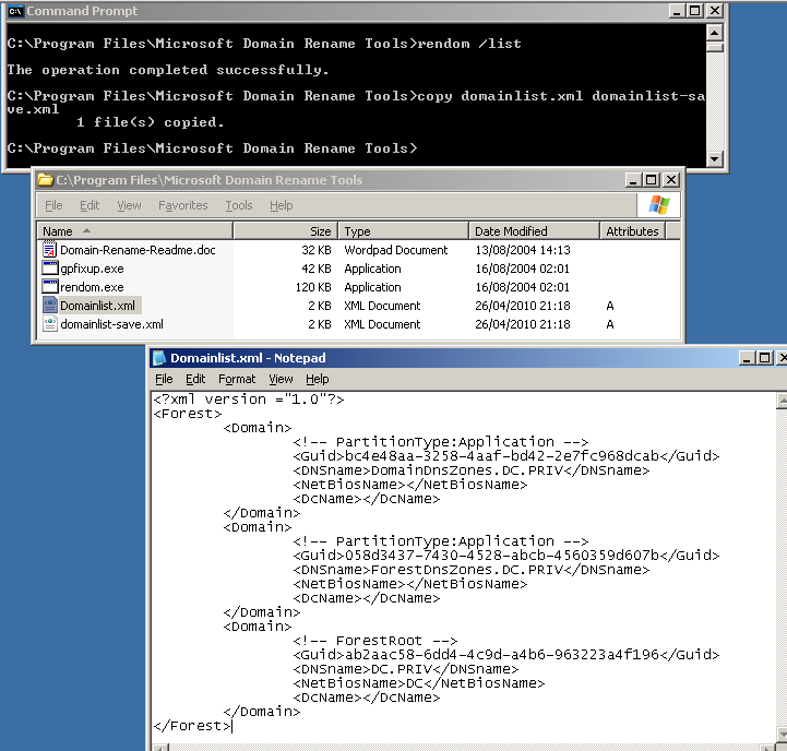 Windows Server 2003 Active Directory Domain Rename