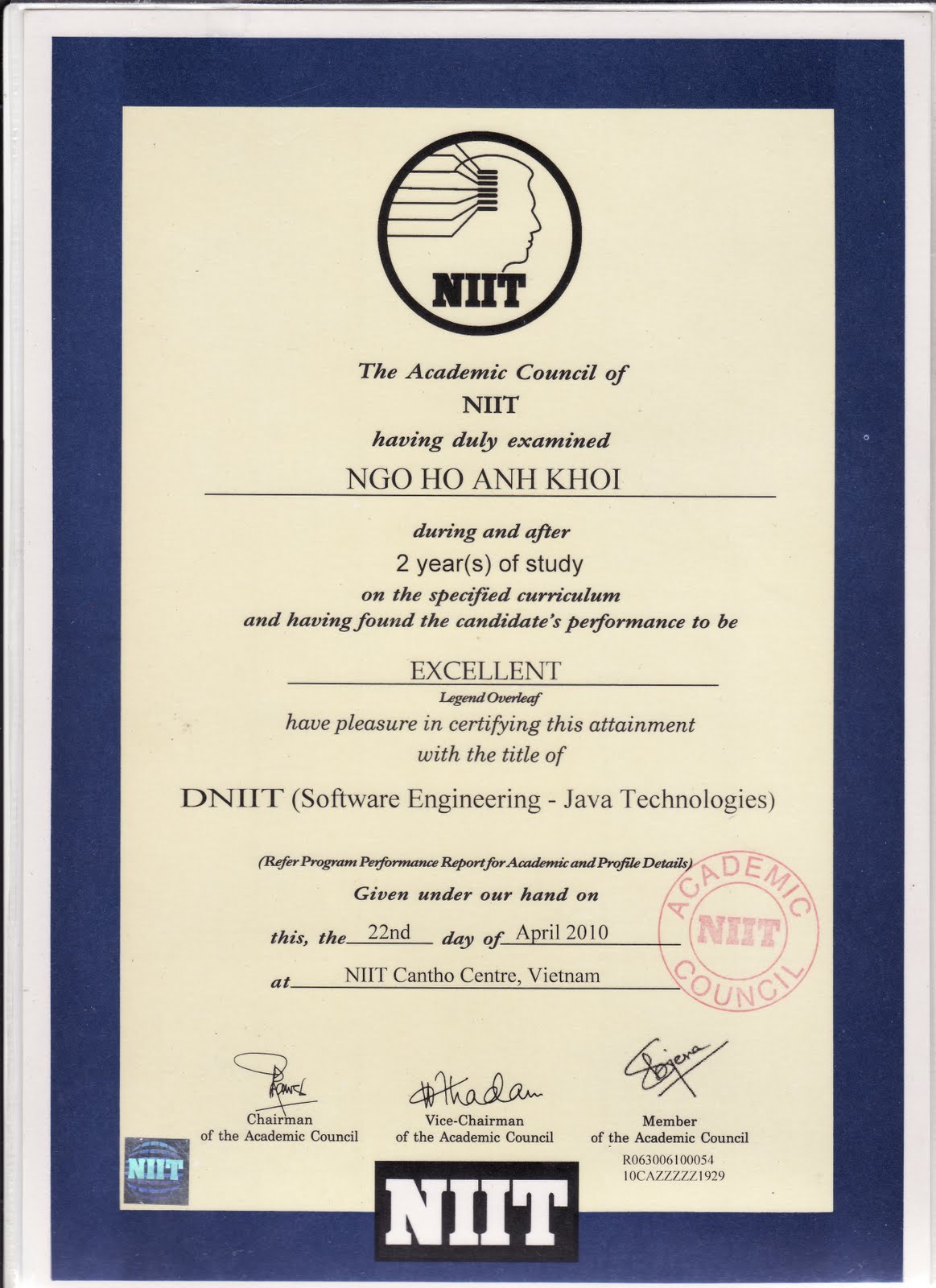 Certificate of Niit