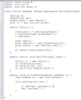 Planet Codes: how to create Listbox in JAVA?