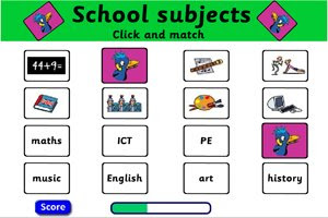 English Corner Time: Subjects memory game