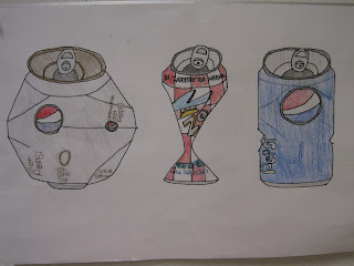 Columbia Art: 7th Grade Crushed Can Drawings