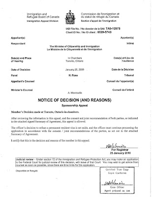 I WANT MY WIFE IN CANADA!!!: ADR Decision Letter