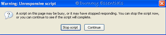 Dummy Essentials Warning Unresponsive Script Internet Explorer