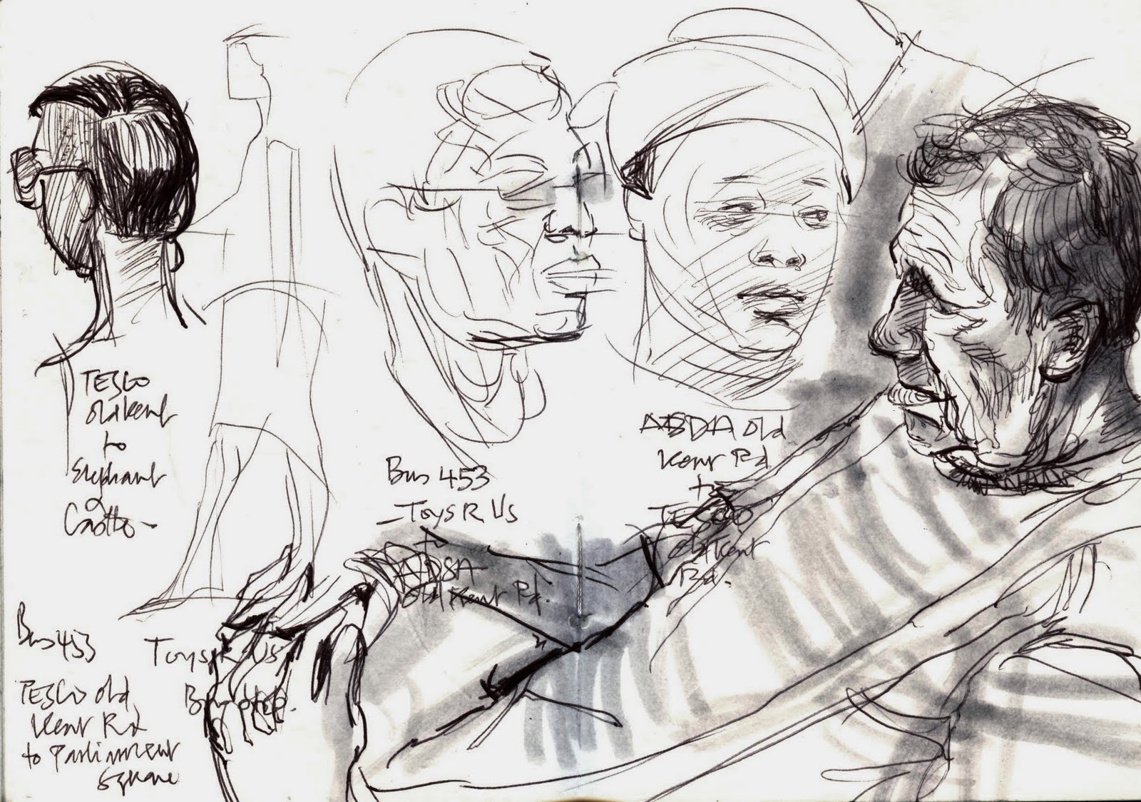 ADEBANJI ALADE: MY ART, MY PASSION FOR SKETCHING: Sketches on the bus ...