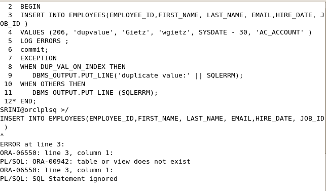 Srini's Boulevard: Errorlogging Clause in 10.1 and above