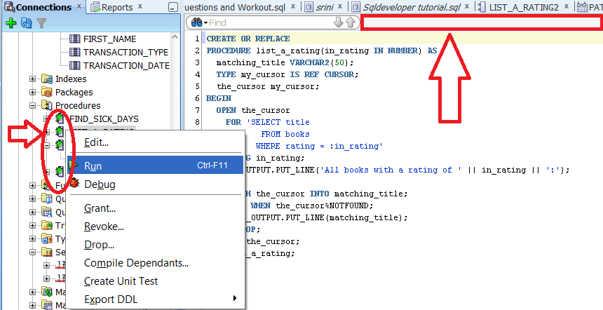 Srini's Boulevard: (Not a ) Bug in Debug Procedures in SQLDev