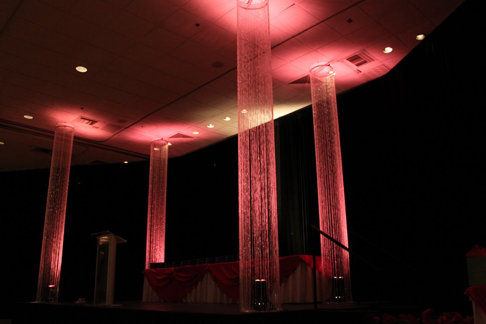 200 ft Black backdrop and 4 crystal columns made Martins Crosswinds ...