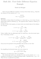 BYU Math Lab: Sample First Order Difference Equation Problem