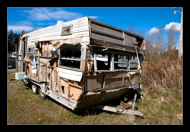 Look what I found: Trailer Trash...er Trashed Trailer?