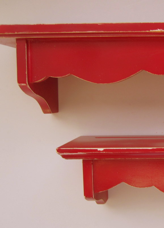 PrettyDarnCute and More: Red Distressed Shelves
