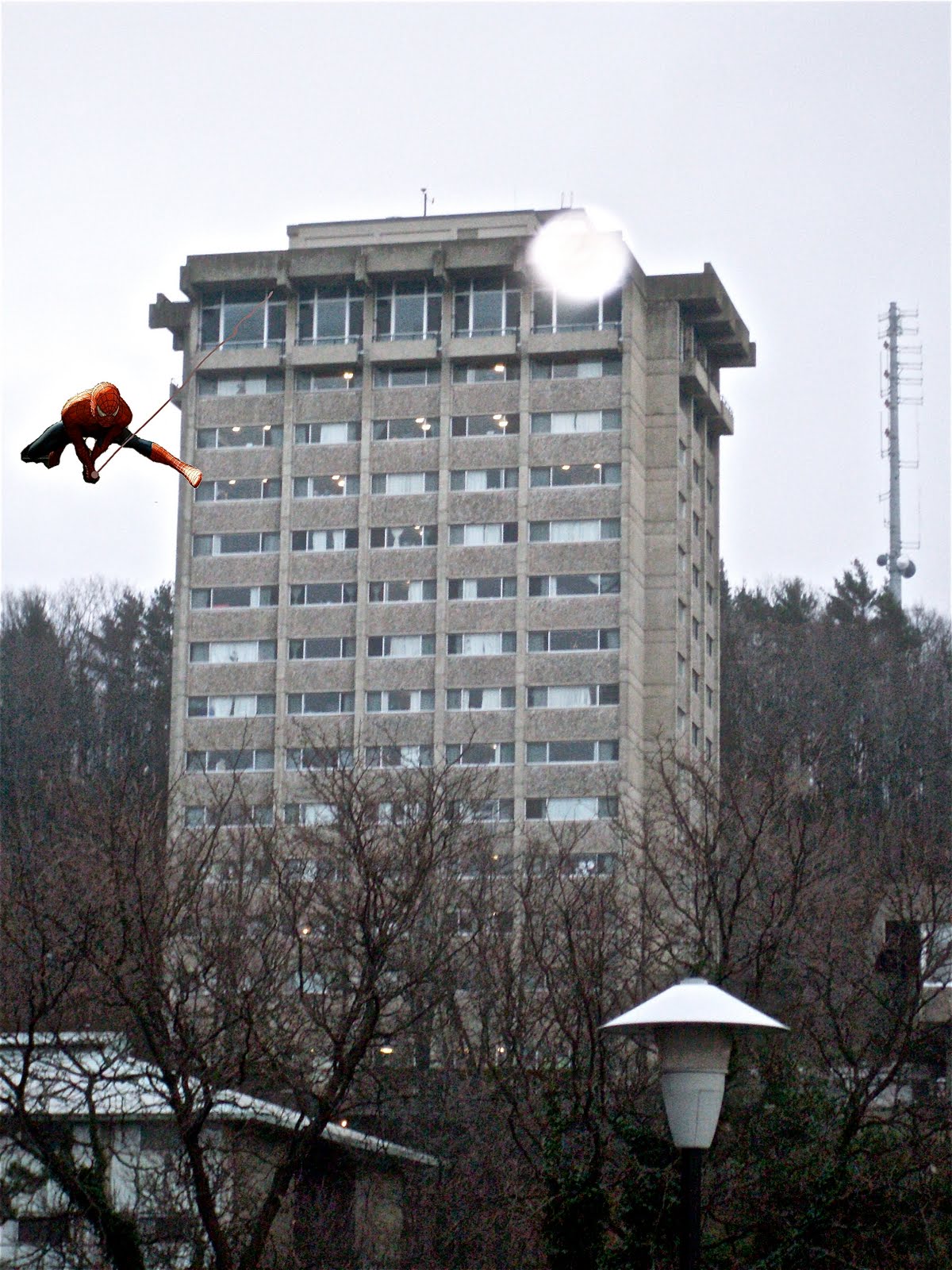 Spidey Sightings: Spiderman Swinging at at the IC Towers