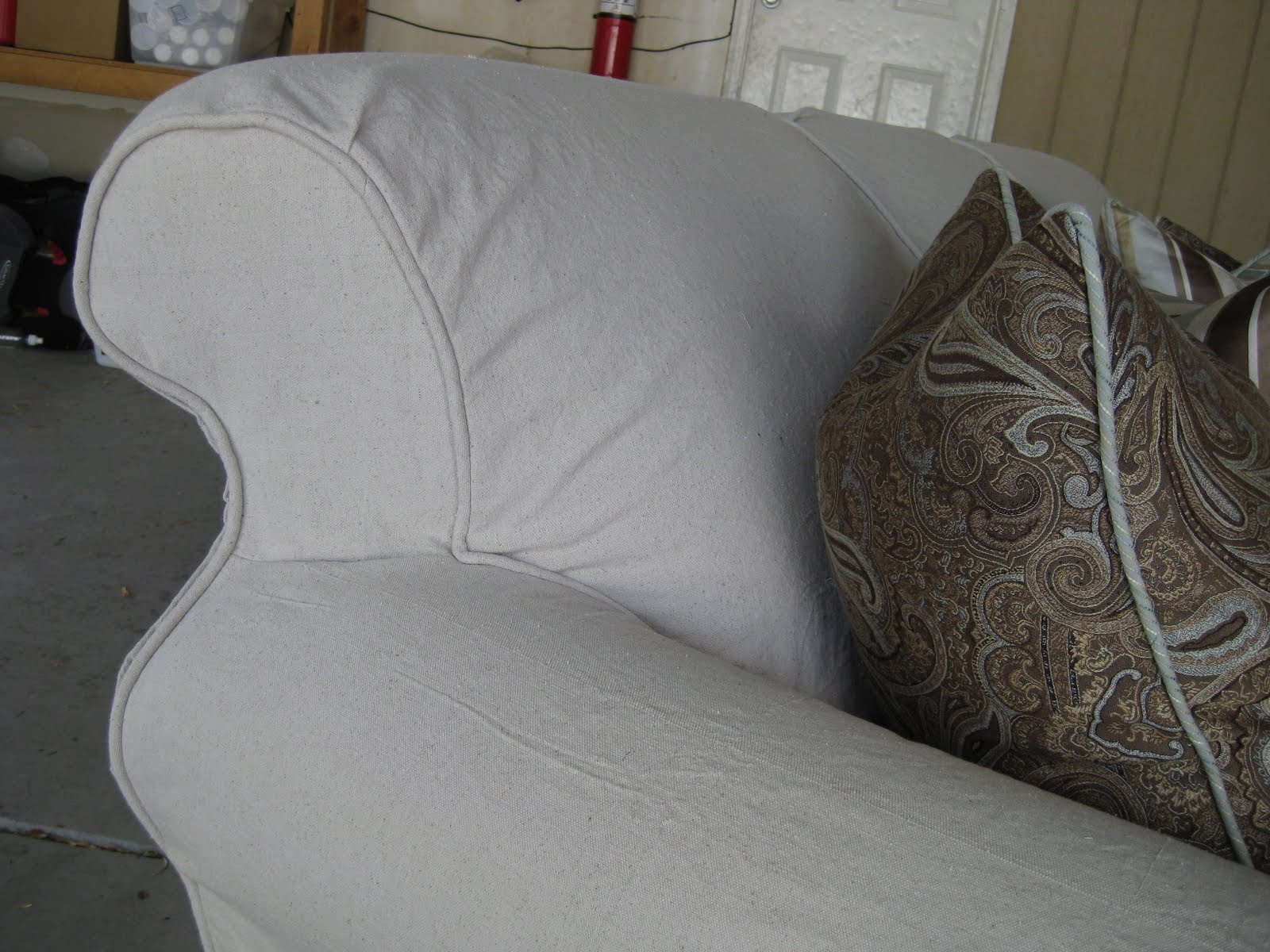 Custom Slipcovers by Shelley: Dropcloth couch and chair