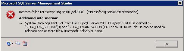 Smile leads to success: System.Data.SqlClient.SqlError -When Restoring ...
