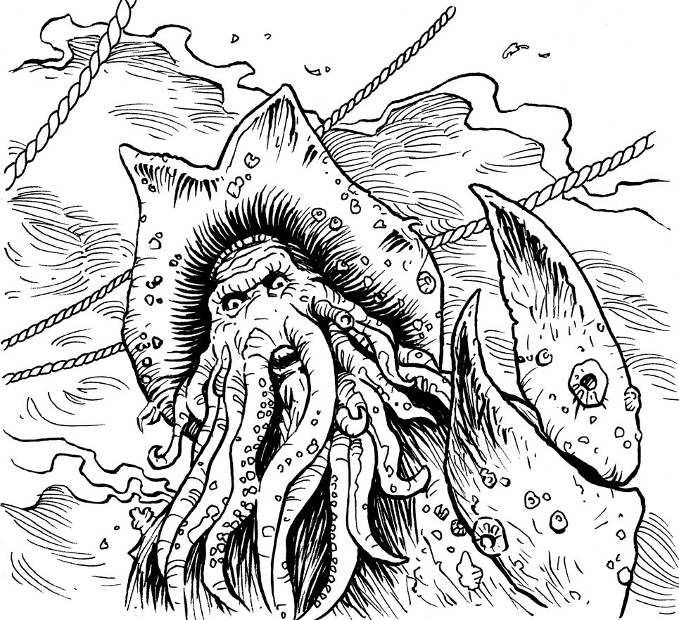 Davy Jones Pirates Of The Caribbean Coloring Pages Coloring Pages