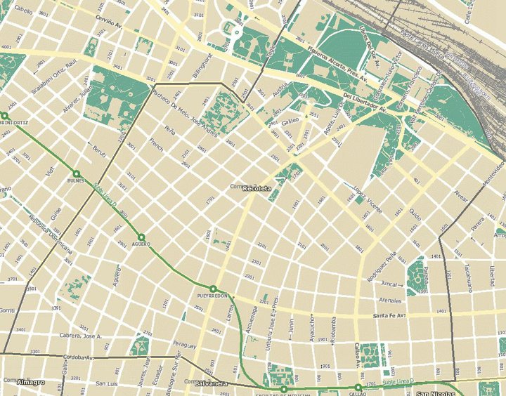 Mapa de la comuna 2: Recoleta