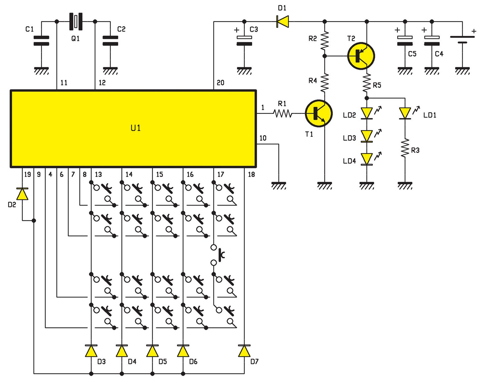Figure 1 : Schéma électrique de l’émetteur de télécommande infrarouge.