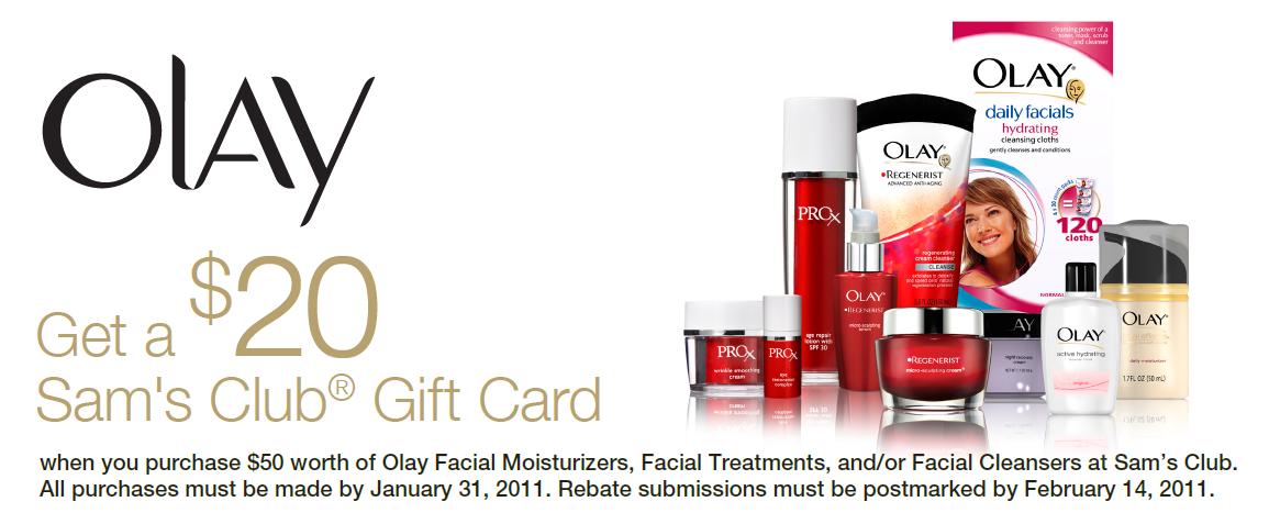 Olay Rewards at Sam's Club Reminder - Snag Up Your $20 Gift Card ...