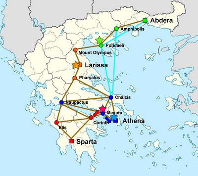Dale's Wargames: DBA Hoplite Campaign - Maps and Moves
