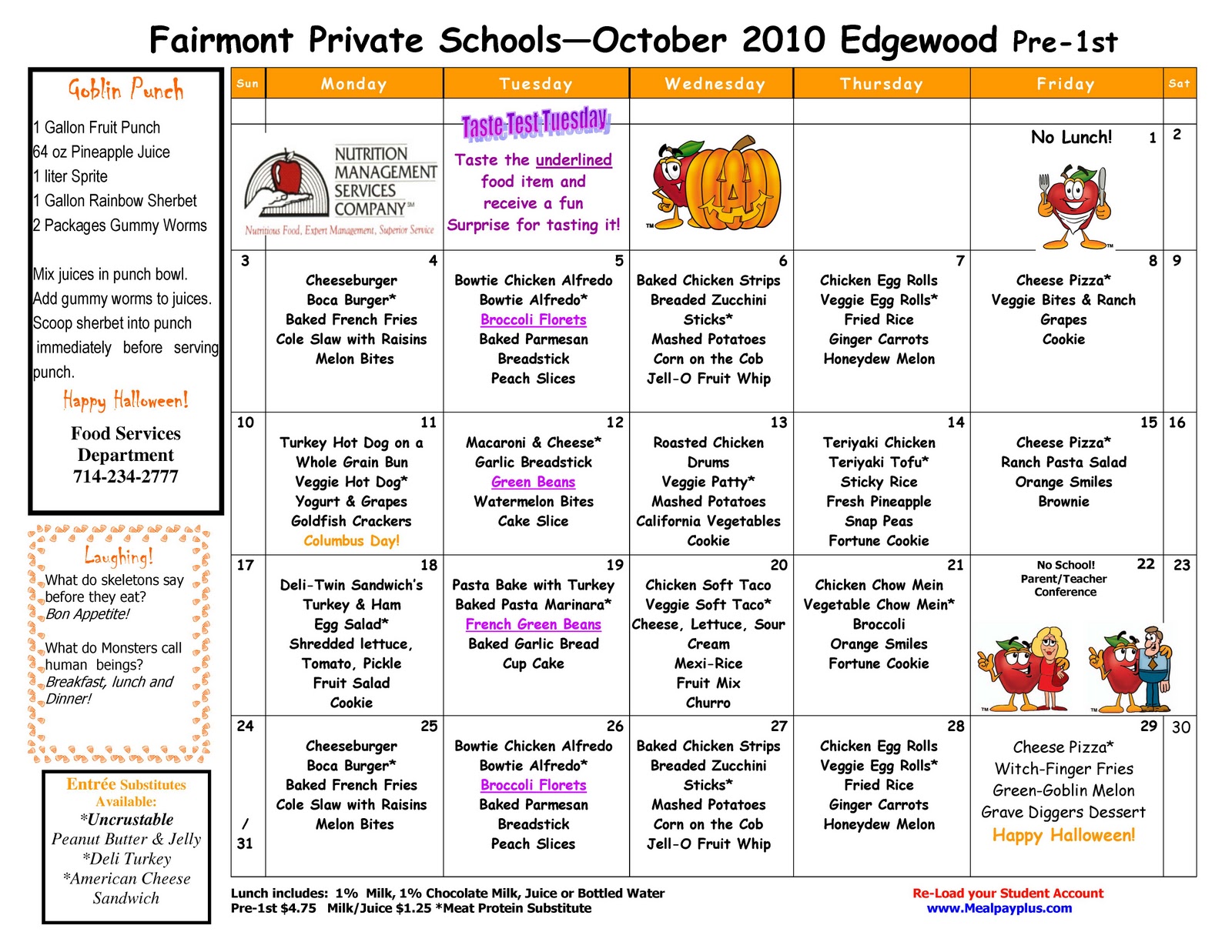 Fairmont Blog: LUNCHBOX october menu, edgewood