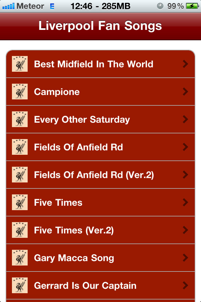 Irish Iphone Developer: Liverpool Songs