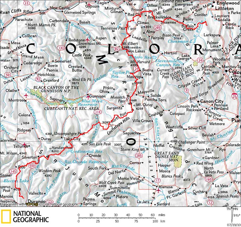 Toby Gadd: Colorado Trail Race Map