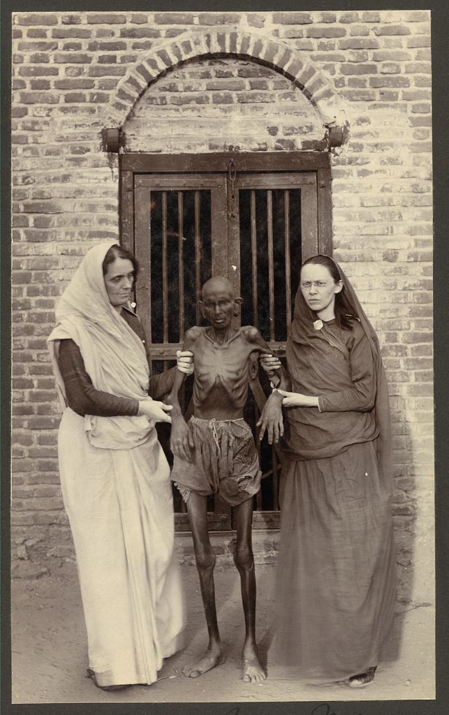 Miss Neil and a famine victim, India - Early 20th Century - Old Indian ...