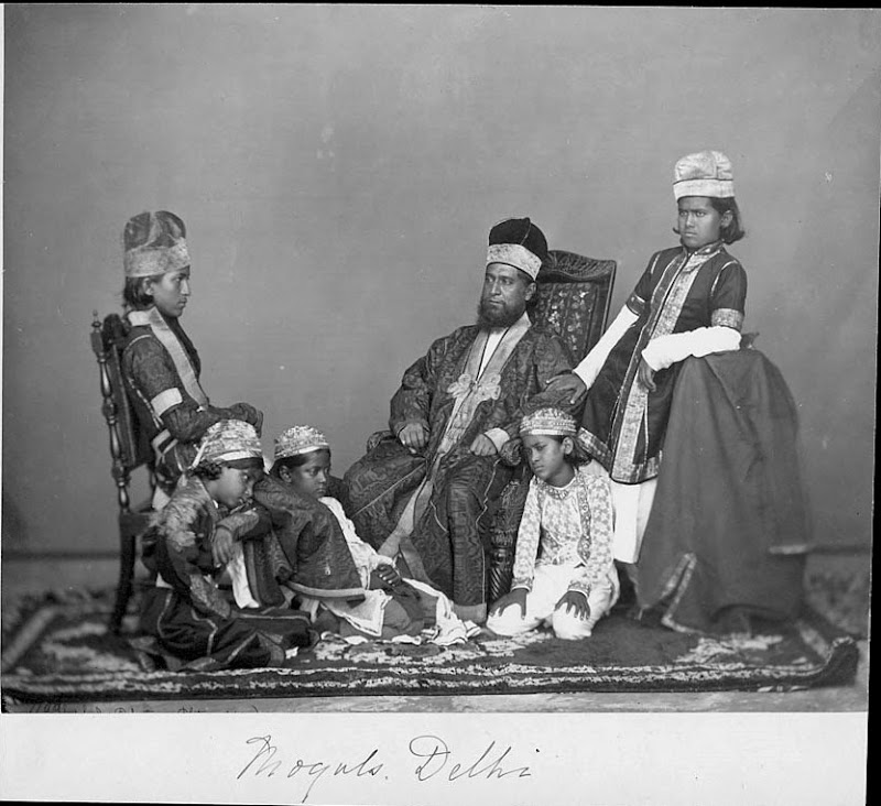 Studio portrait of a Mogul Father with his Children at Delhi, taken by ...