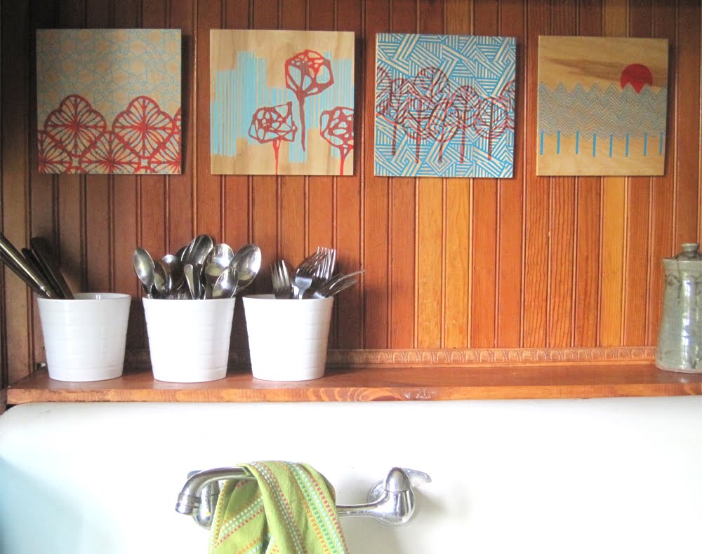 CuriousDoodles: Screen Printed Wood Panels