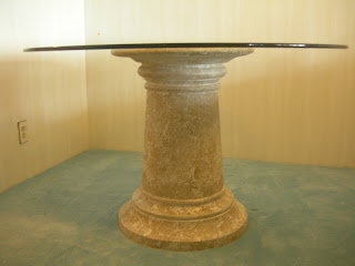 HNL Rummage Sale: #125 Glass Dining Table with Stone Base