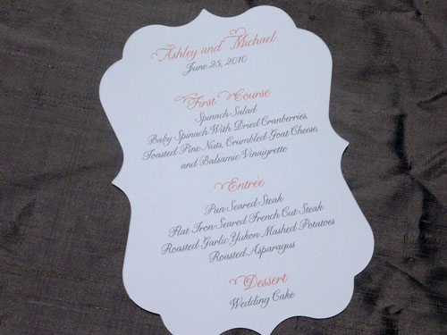 Blush Paperie: New Shaped Menu Cards