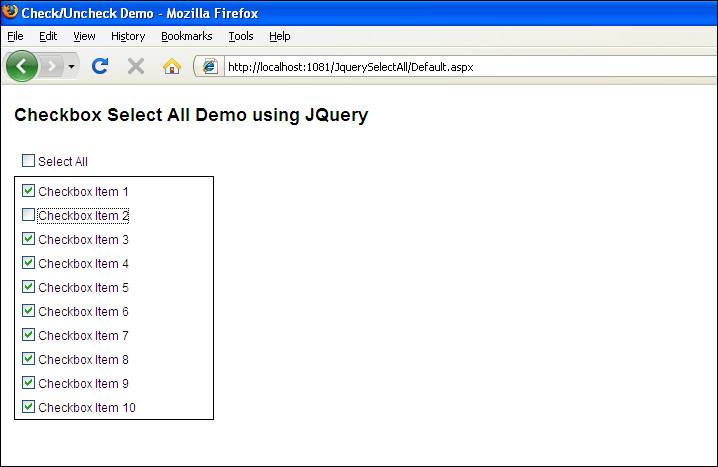 Checkuncheck All Checkboxes With Jquery Aspnet Web Developement Solutions For C And Vbnet