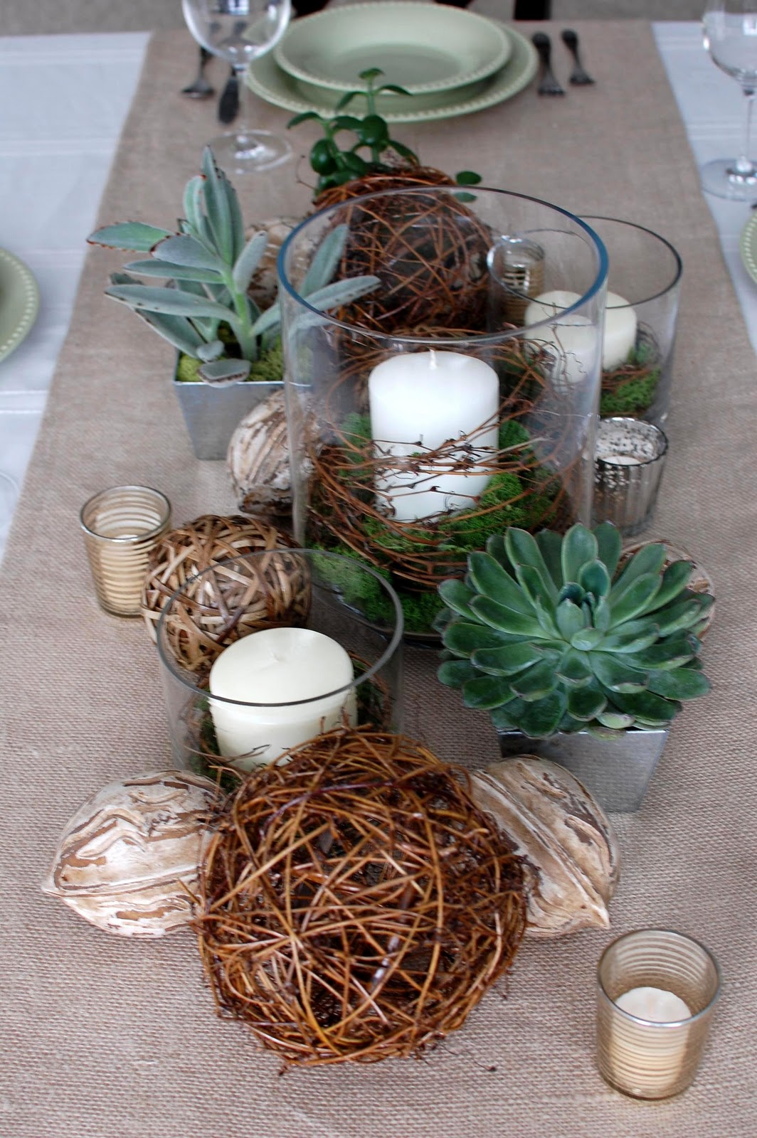 33 Shades of Green: Natural Elements Tablescape
