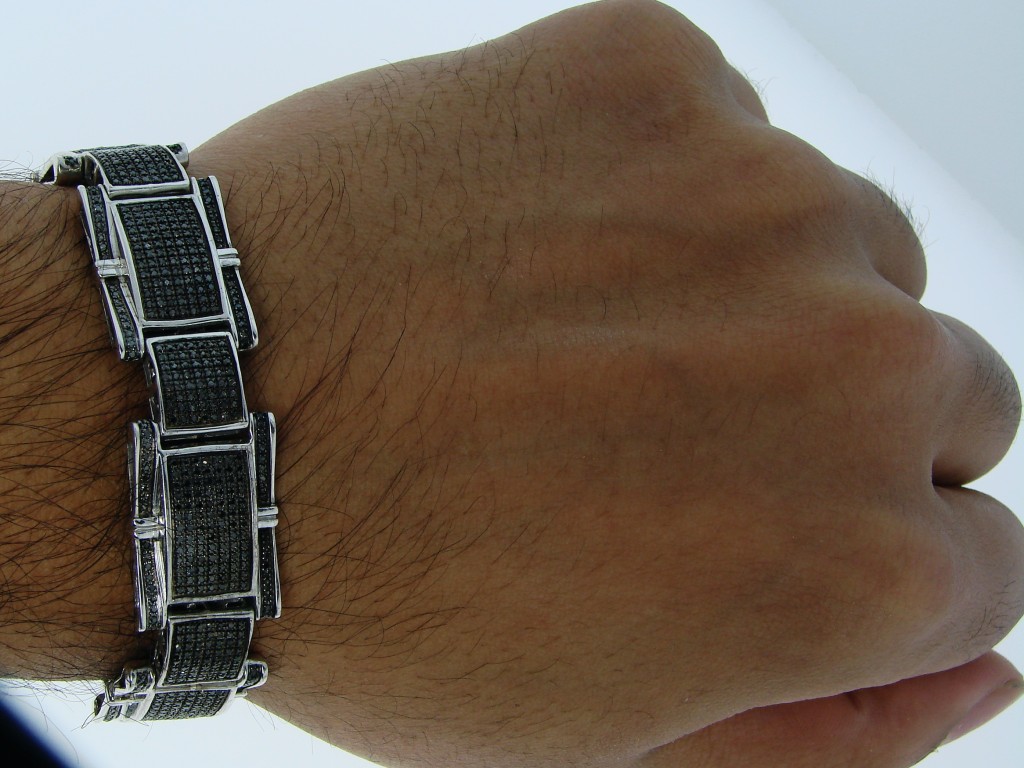 new_york_jewels: MENS FULL BLACK ON BLACK DIAMOND BRACELET BANGLE 5.65 C