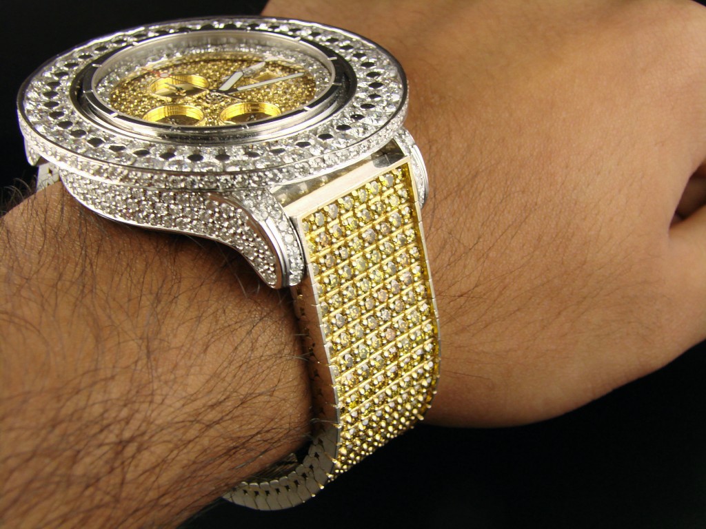 new_york_jewels: CUSTOM BREITLING SUPER AVENGER CANARY DIAMOND WATCH 45