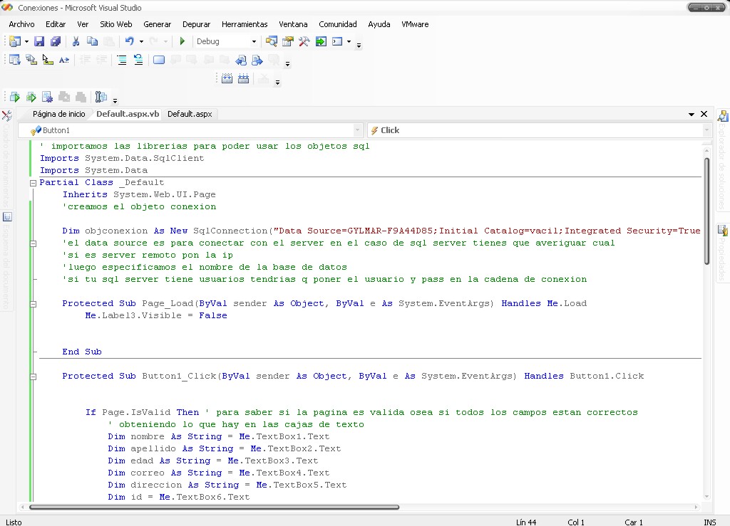 Vacil Mio y Bayuncadas: Conectar ASP con SQL.SERVER 2005