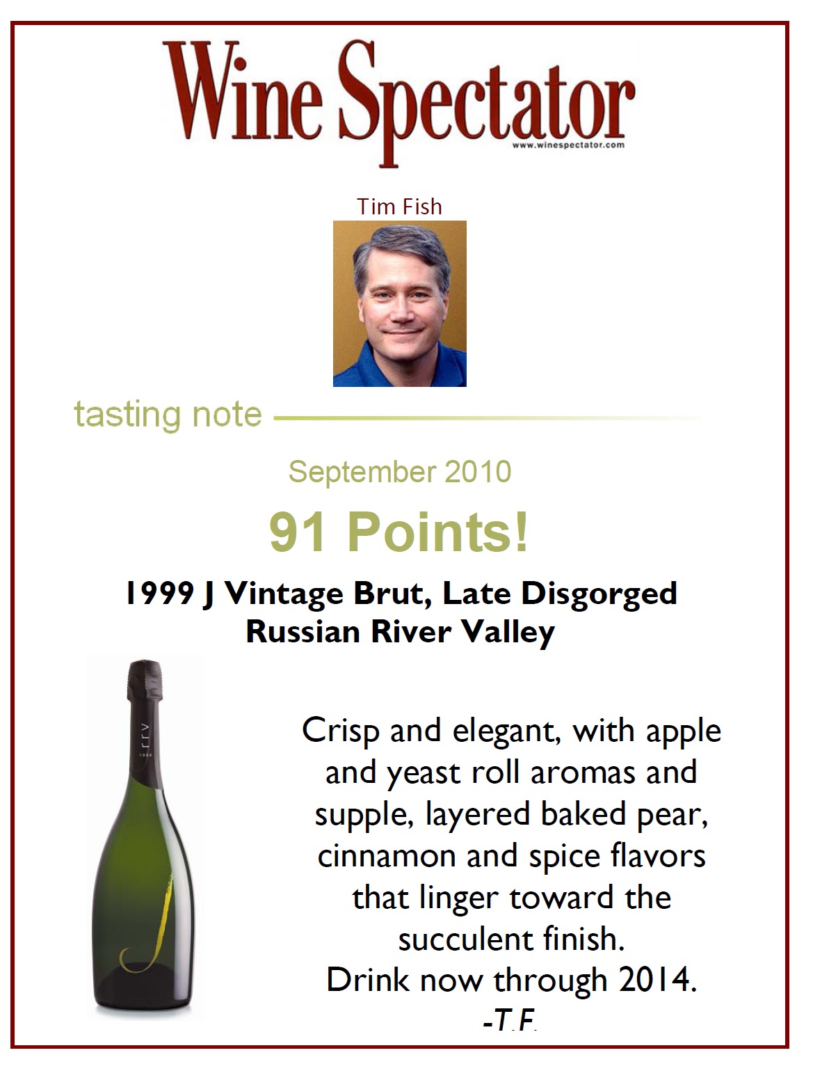J News You Can Use: Wine Spectator 90 & 91 Points: 2001 J Vintage Brut ...