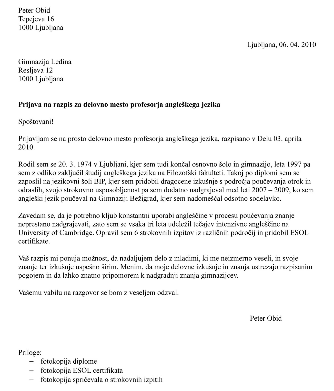 Kako napisati prošnjo za delo?