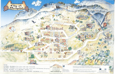 Delphi,Greece: A map of Delphi city (English)